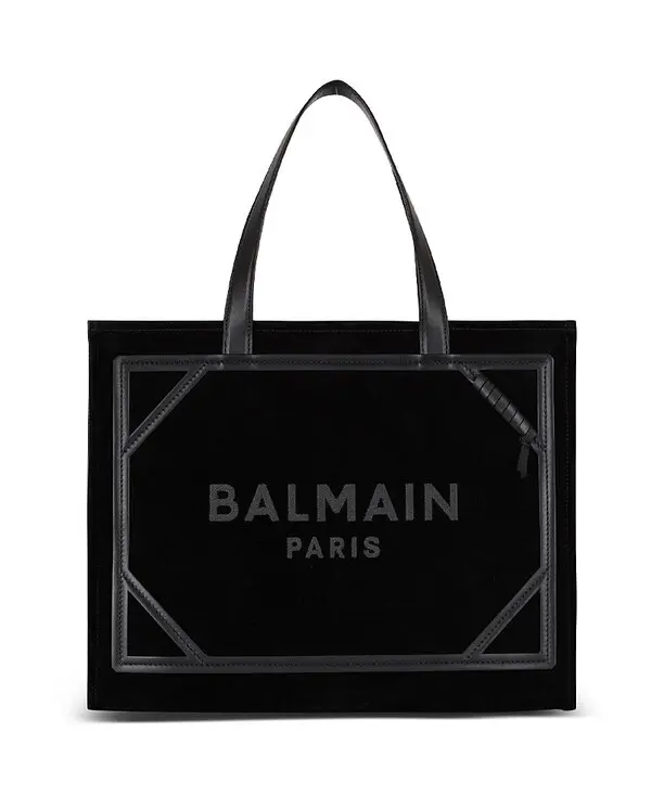 Balmain Medium Suede B-army Tote Bag - Black