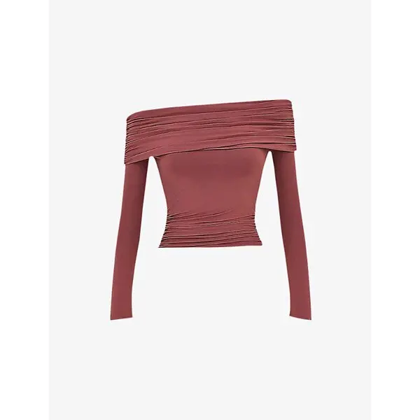 MISTRESS ROCKS Draped Off-shoulder Stretch-jersey Top