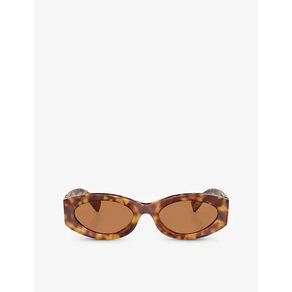 Miu Miu Oval Acetate Sunglasses - Brown