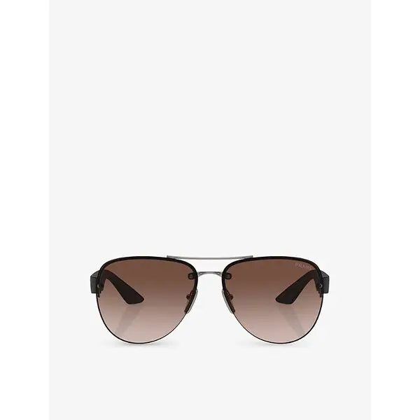 Prada Pilot-frame Metal Sunglasses - Grey