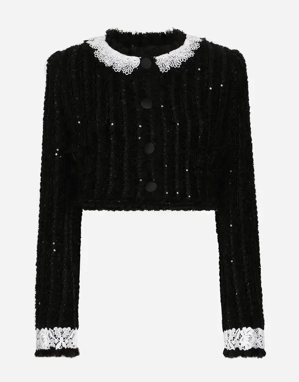 Dolce & Gabbana Short Tweed Jacket With Micro-sequin Embellishment