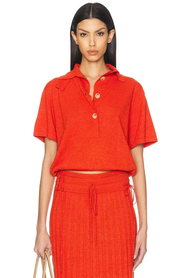 Christopher Esber Straccio Knitted Polo Top - Red