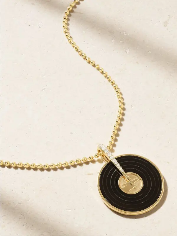 Sorellina Ziggy Record Onyx And Diamond Necklace