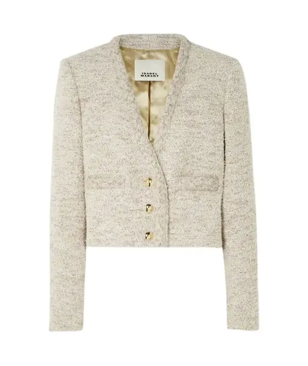 Isabel Marant Gwendoline Cropped Tweed Jacket - Ecru