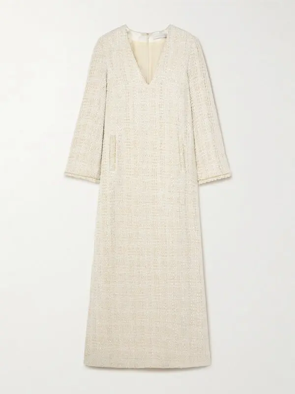Borgo De Nor Eponine Metallic Tweed Maxi Dress