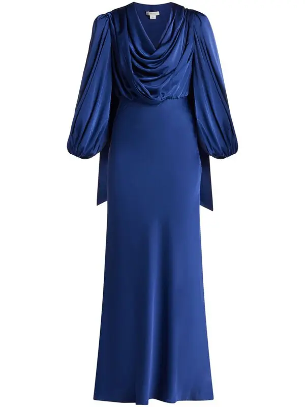 alia blue dress Alia Printed Midi Dress - Bright Blue Bright Blue + Banana main image 1
