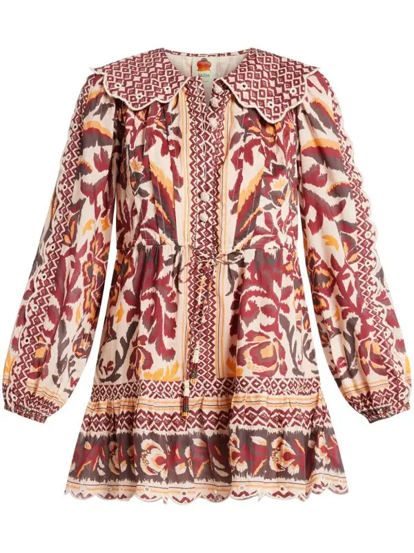 Farm Rio Printed Mini Dress - Neutrals