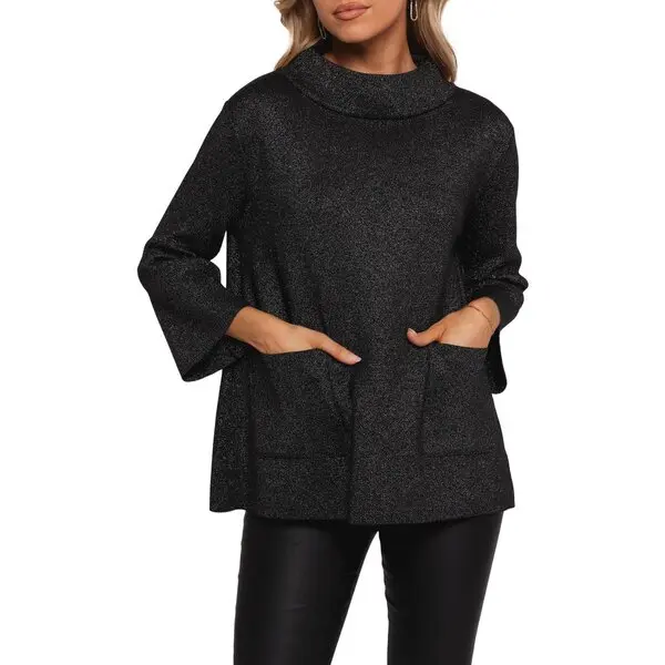 PETAL & PUP Tassie Shimmer Mock Neck Sweater