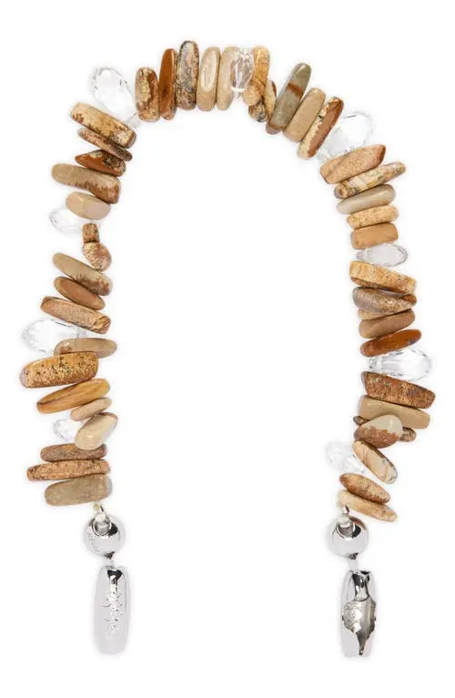 OSSA Stacked Jasper Wrist Strap For Iphone Case - Natural Jasper And Crystal