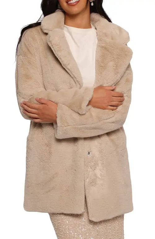 PETAL & PUP Meeka Faux Fur Jacket - Beige