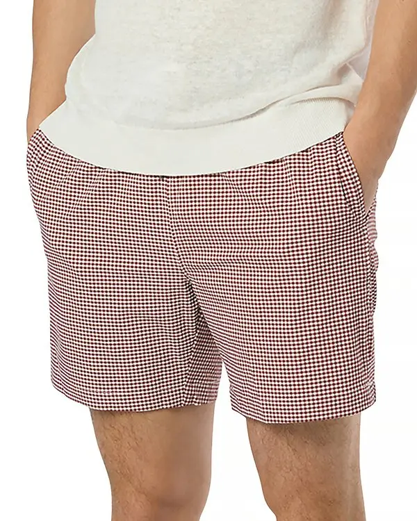 Onia Charles Gingham Swim Trunks - Brick / White