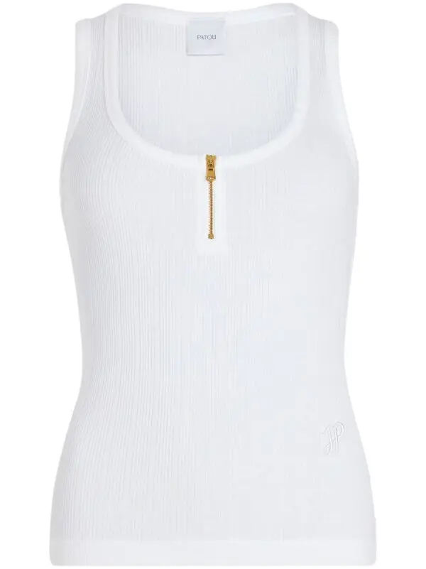 Patou Scoop-neck Ribbed Tank Top - White