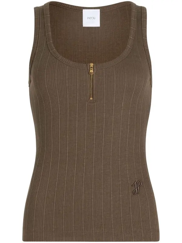 Patou Scoop-neck Ribbed Tank Top - Green