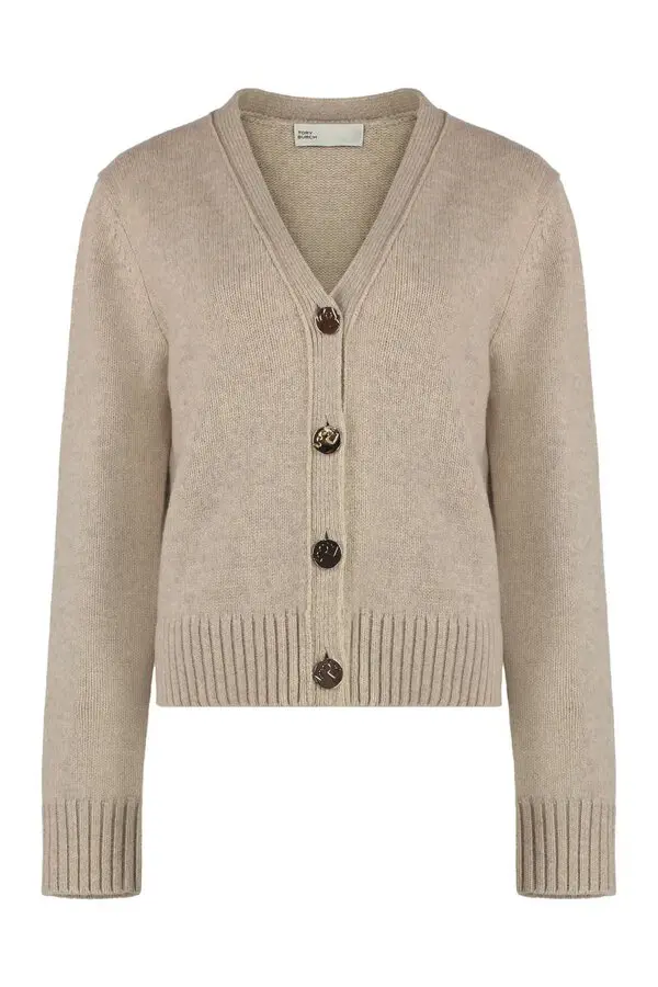 Tory Burch Wool Cardigan - Beige