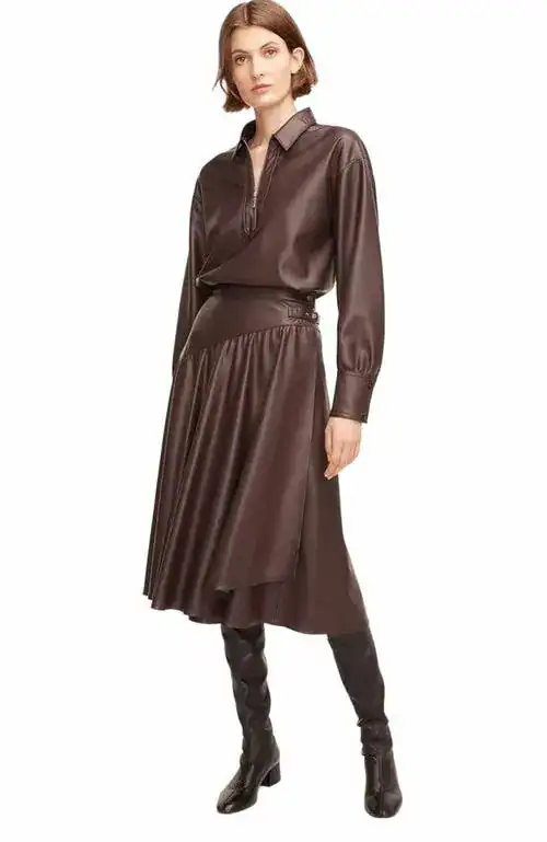 khaite leather dress KHAITE Taja Dress in Black - Black Designer Dress main image 1