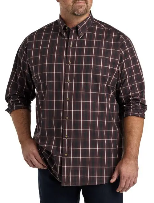 HARBOR BAY BY DXL Big & Tall Easy-care Large Plaid Sport Shirt - Black Multi