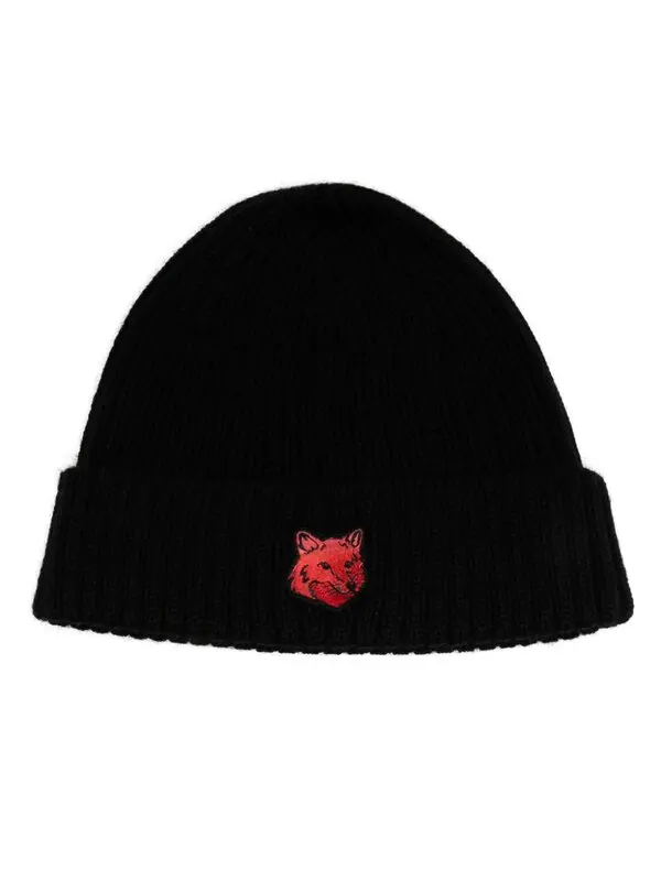 Maison Kitsuné Bold Fox Head Beanie - Black | Editorialist