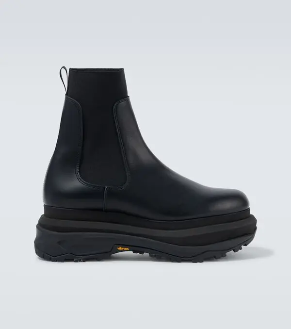 Sacai Leather Chelsea Boots - Black | Editorialist