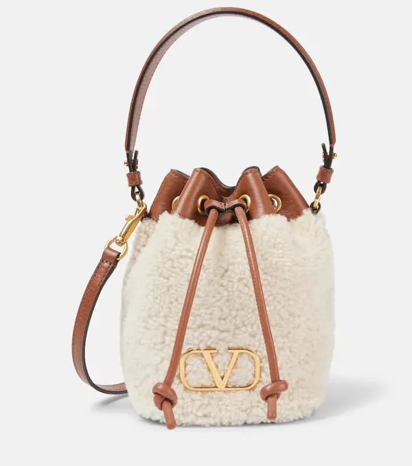 Valentino Garavani Vlogo Signature Shearling Bucket Bag