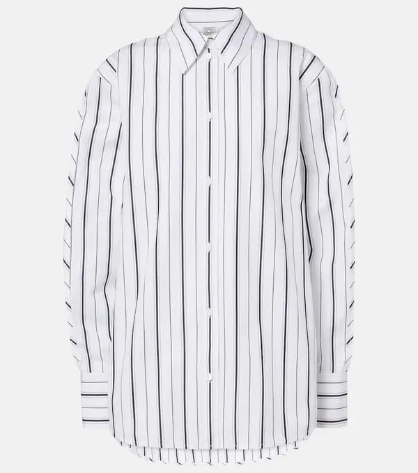 TOTÊME Striped Cotton Poplin Shirt - White
