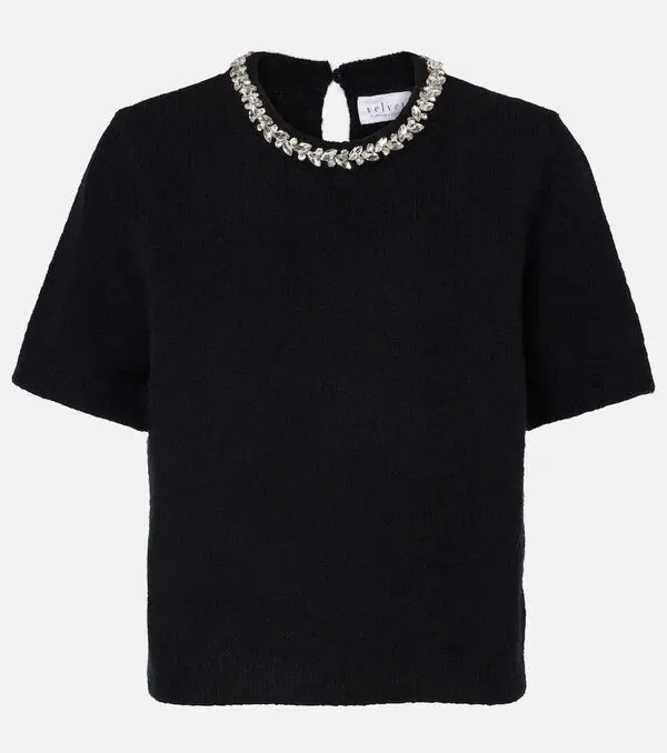 Velvet By Graham & Spencer Layton Embellished Alpaca And Wool-blend Top