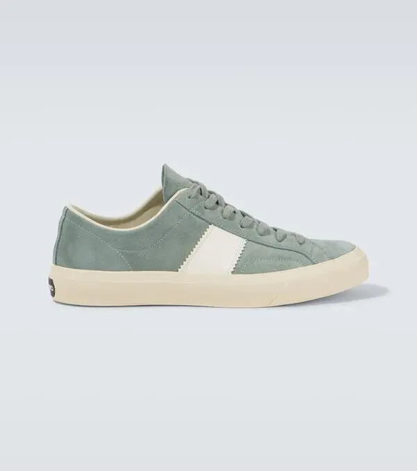 TOM FORD Cambridge Leather-trimmed Sneakers - Blue