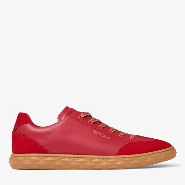 JIMMY CHOO Diamond Light Flex M Leather Trainers - Ruby Red