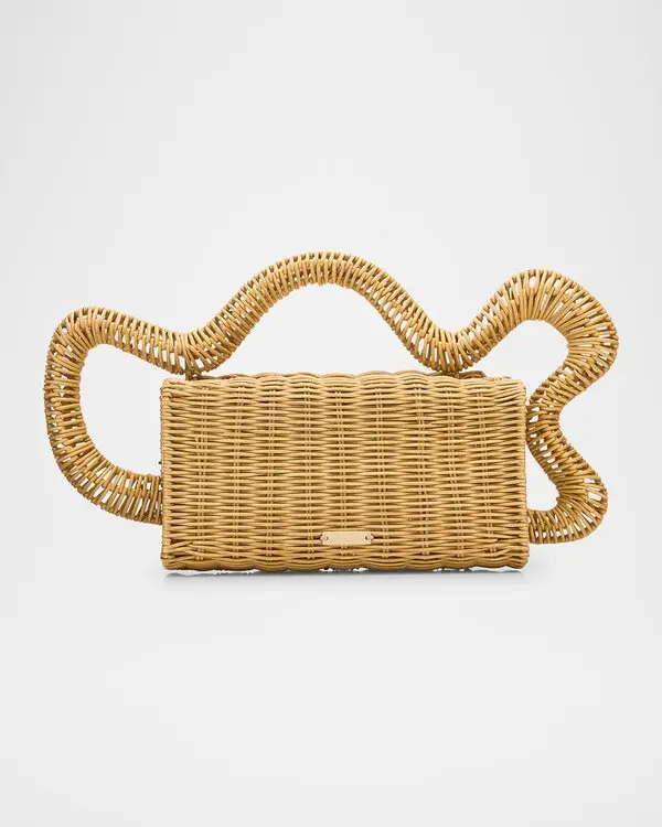 Cult Gaia Elsa Wavy Rattan Clutch - Natural