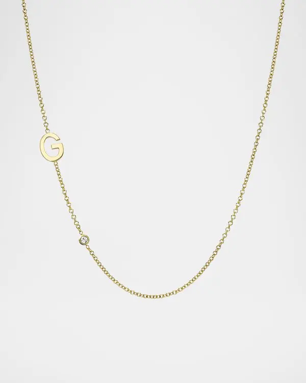 ZOE LEV 14k Initial And Diamond Necklace