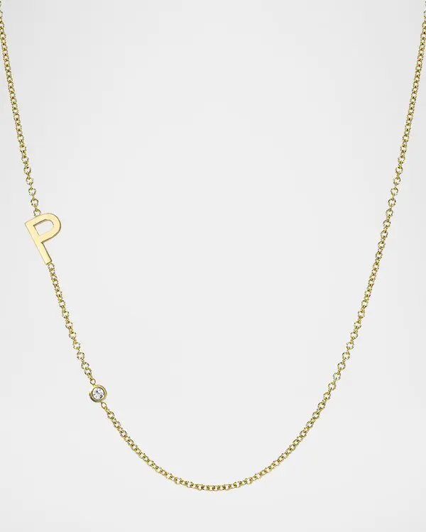 ZOE LEV 14k Initial And Diamond Necklace
