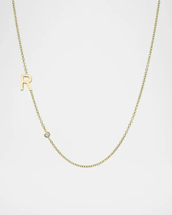 ZOE LEV 14k Initial And Diamond Necklace