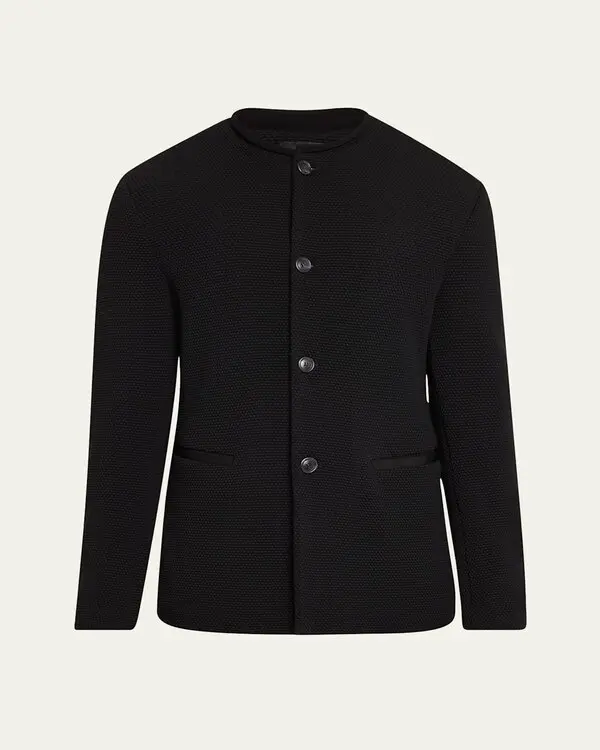Giorgio Armani Textured Band-collar Blazer