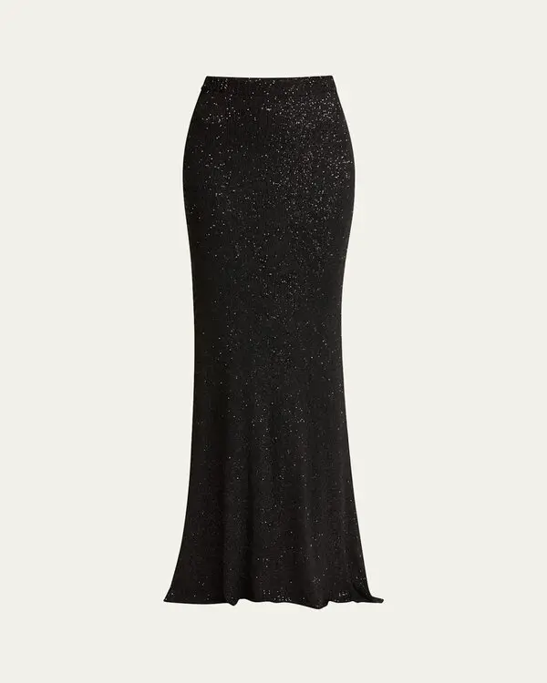 Balenciaga Sequined Knit Maxi Skirt - Noir