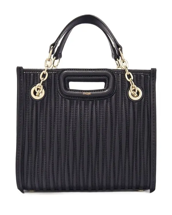Maje Mini Quilted Leather Tote - Black