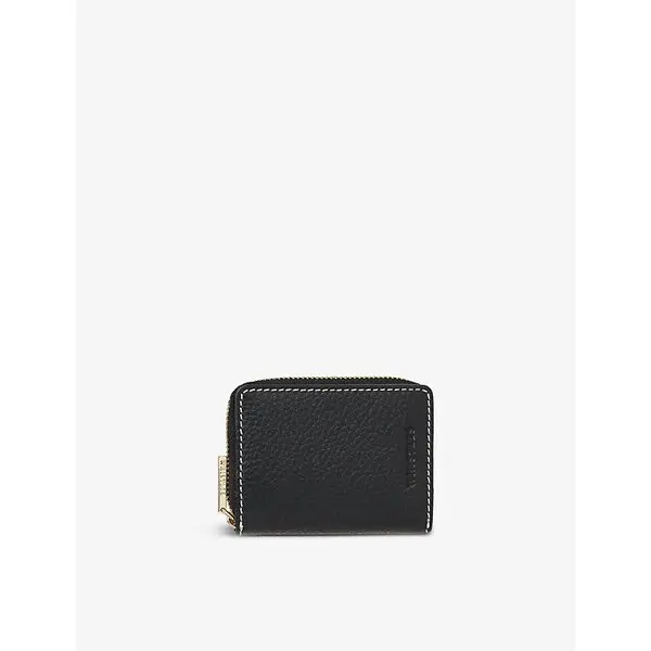 Whistles Koa Contrast-stitch Square Leather Purse - Black