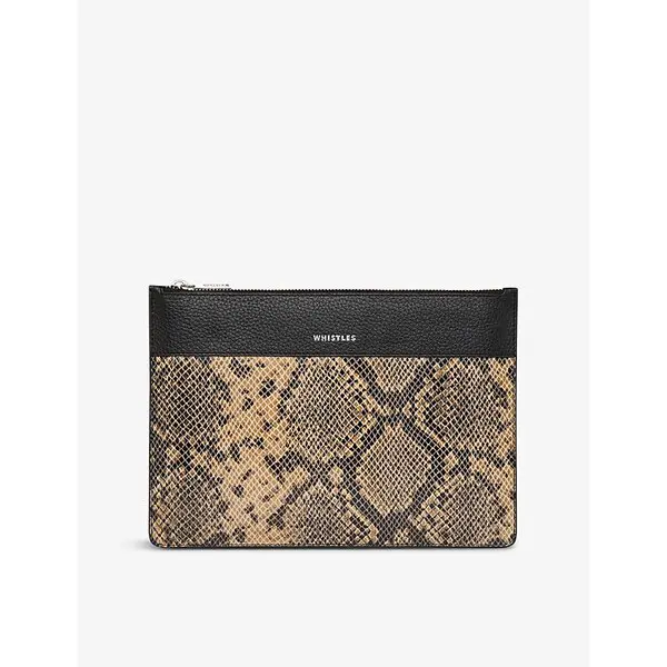 Whistles Logo-embossed Snake-print Leather Pouch - Multi-coloured