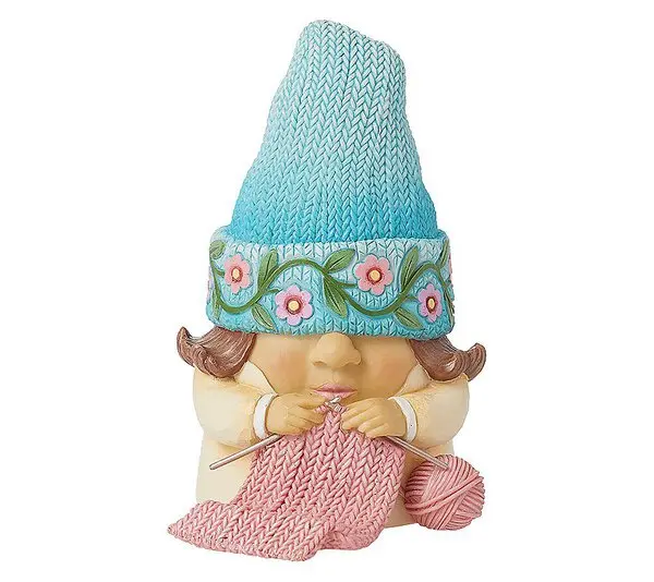 JIM SHORE Knitting Hat Gnome Figurine 3.9in H