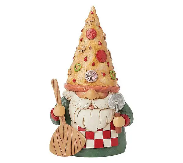 JIM SHORE Pizza Hat Gnome Figurine 6.5in H