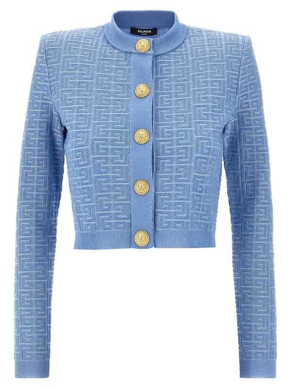 Balmain Pb' Knit Cardigan - Light Blue