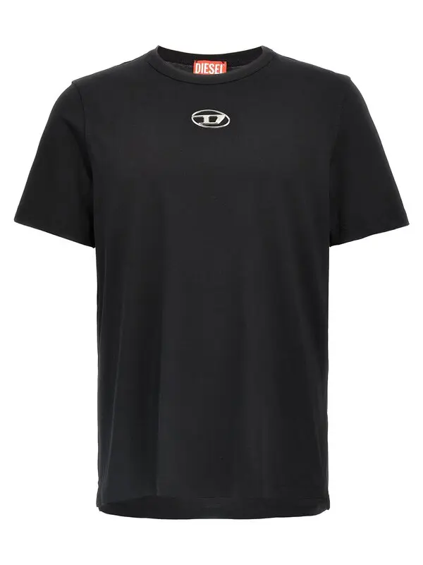トップス DIESEL T-ADJUST-OD BLACK Men's T-shirt with metallic Oval D | Black | Diesel