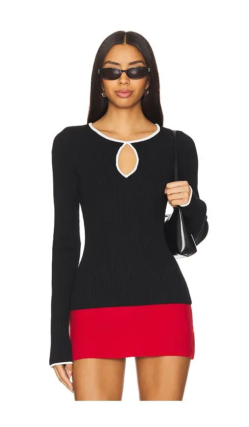 Show Me Your Mumu Tippi Top - Black Rib With White Trim