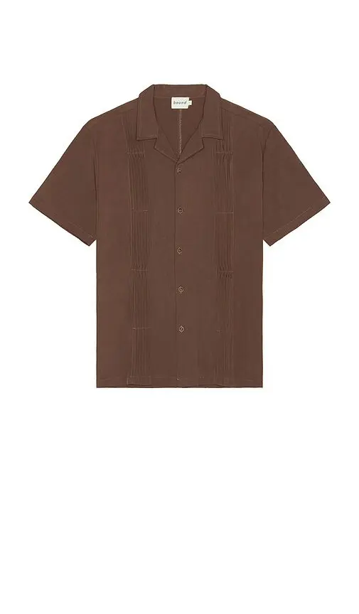 BOUND Striker Pleated Bowling Shirt In Brown - Walnut