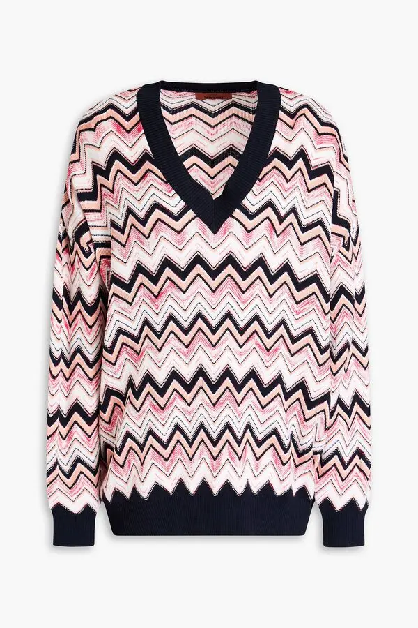 Missoni Oversized Crochet-knit Wool-blend Sweater - Multicolor