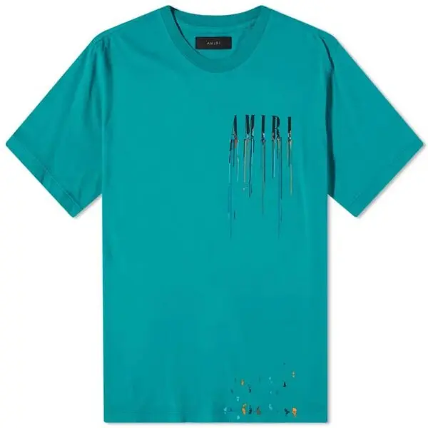 Amiri Paint Drip Core Logo Tee Shirt - Green