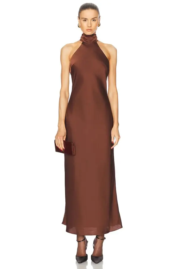 NICHOLAS Trina Sleeveless Midi Dress With Foldover Neck