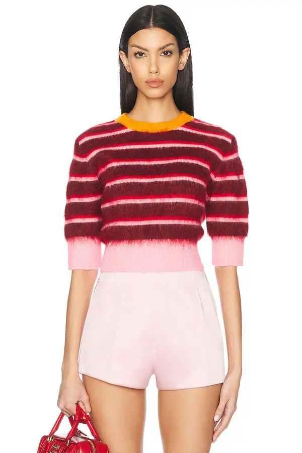 Christopher John Rogers Cropped Ringer Sweater - Rosewater Multi