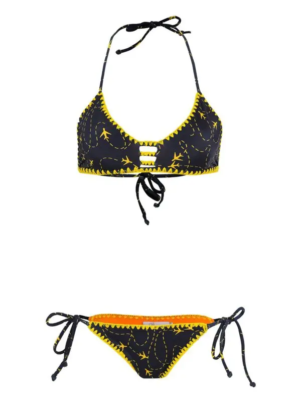 BRIGITTE Airplane-print Two-piece Bikini
