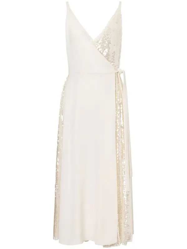 Philosophy Di Lorenzo Serafini Sequin-embellished Wrap Dress - Neutrals