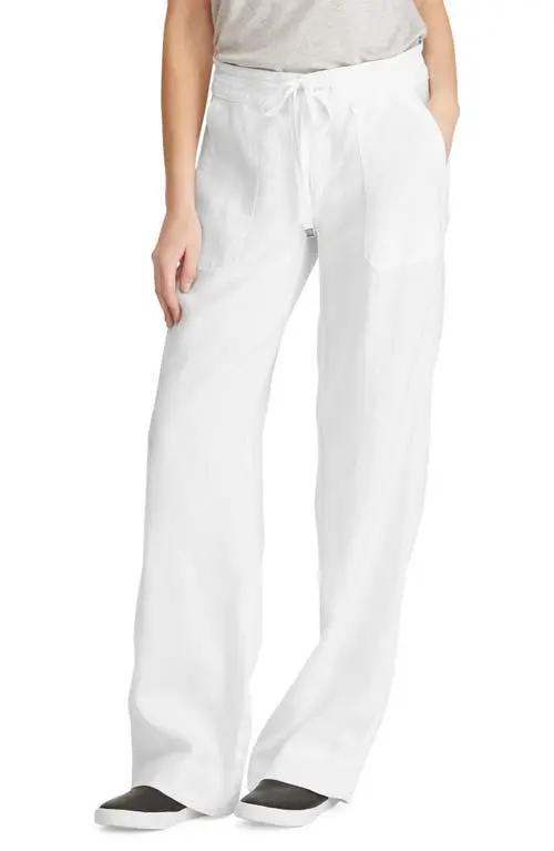 Ralph Lauren Linen Wide-leg Drawstring Pants - White