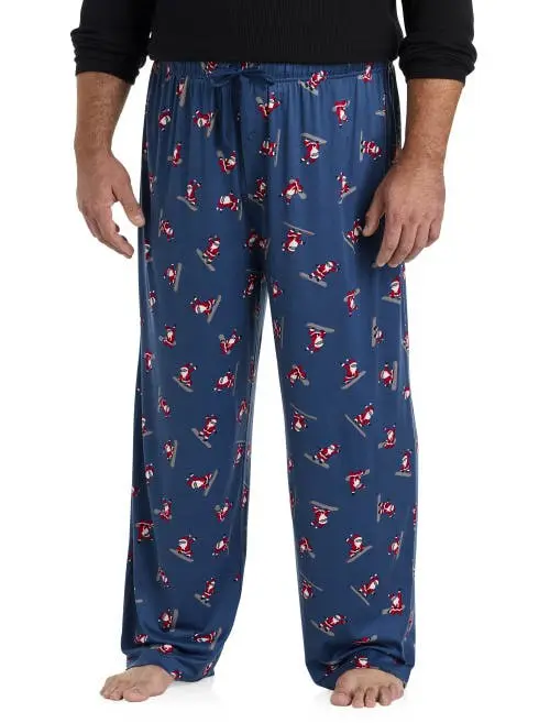 HARBOR BAY BY DXL Big & Tall Santa Printed Lounge Pants - Blue